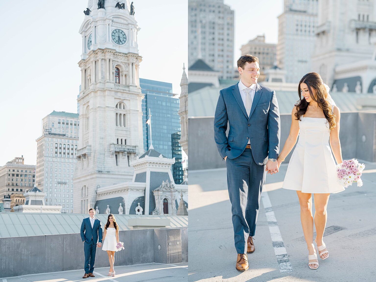 Downtown Philadelphia Rooftop Engagement Photos