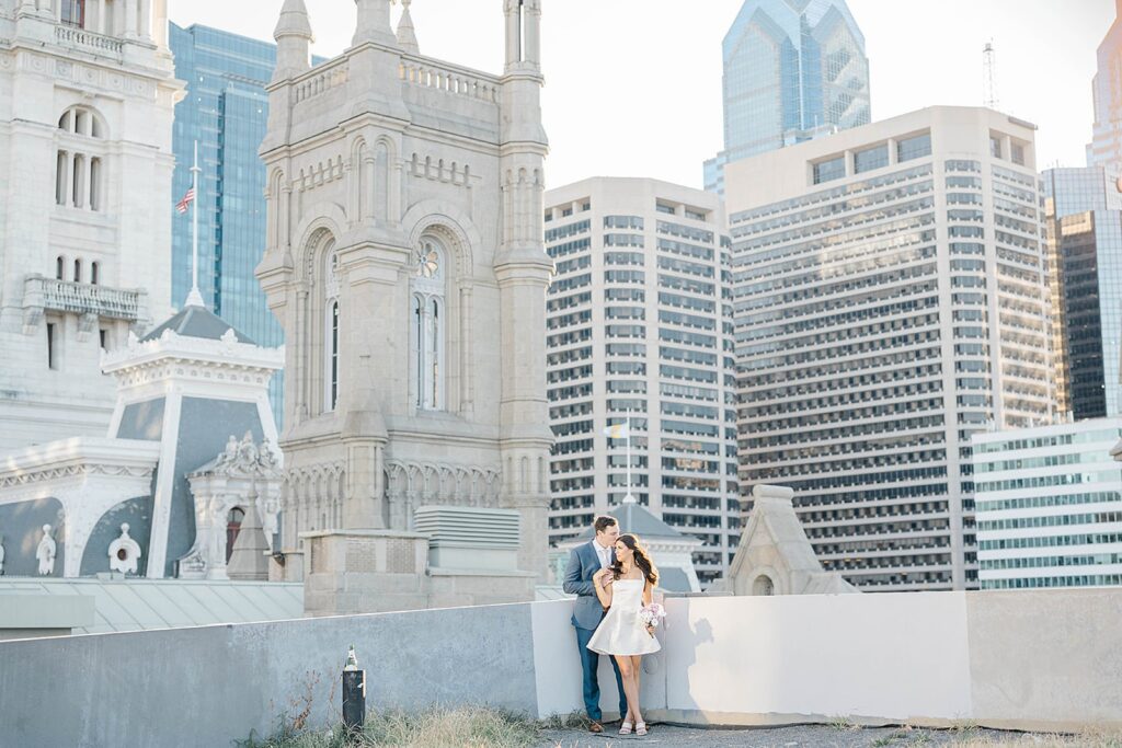Downtown Philadelphia Rooftop Engagement Photos