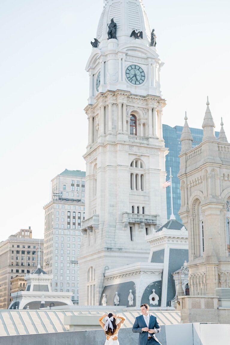 Downtown Philadelphia Rooftop Engagement Photos